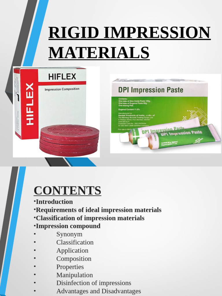 Rigid Impression Materials in Dentistry | PDF | Building Engineering ...