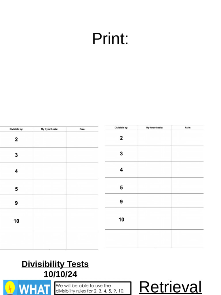U2L1 Rules of Divisibility | PDF