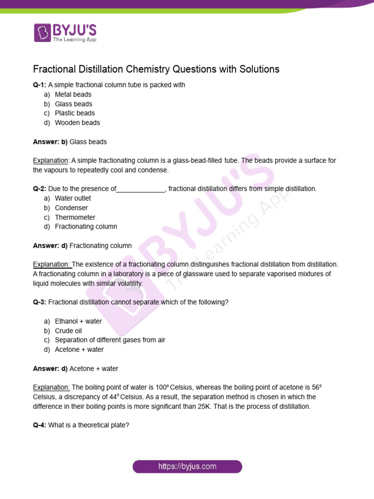 Fractional-Distillation-Chemistry-Questions.docx | PDF | Distillation ...