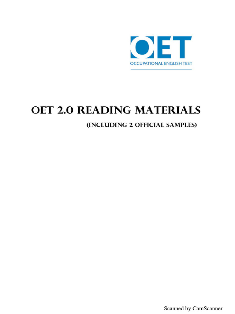 Oet 20 Reading Materials With Two Official Test Work Book | PDF