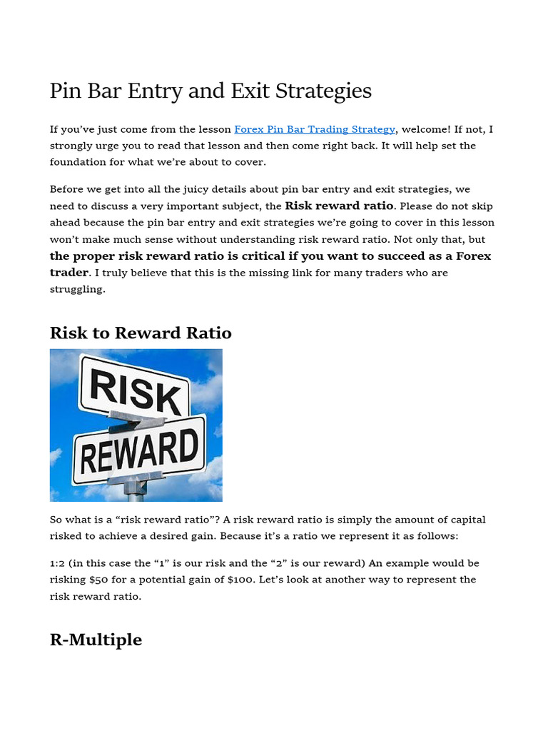 Pin Bar Entry and Exit Strategies | PDF