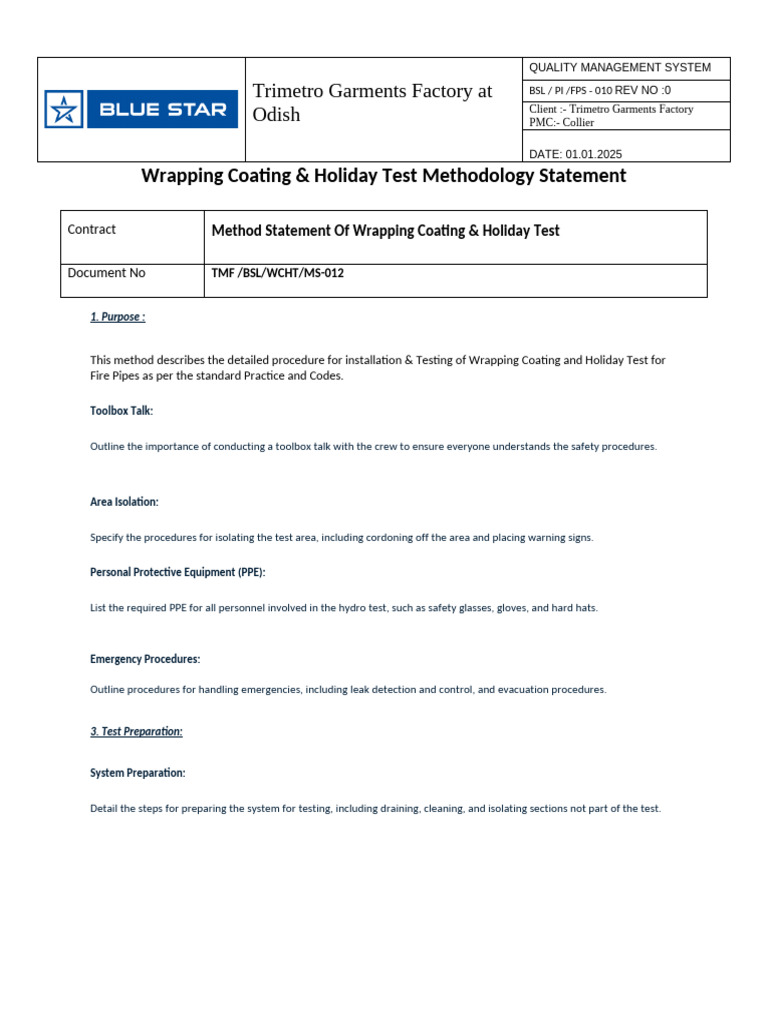 Wrapping Coating & Holiday Test Guide | PDF | Safety