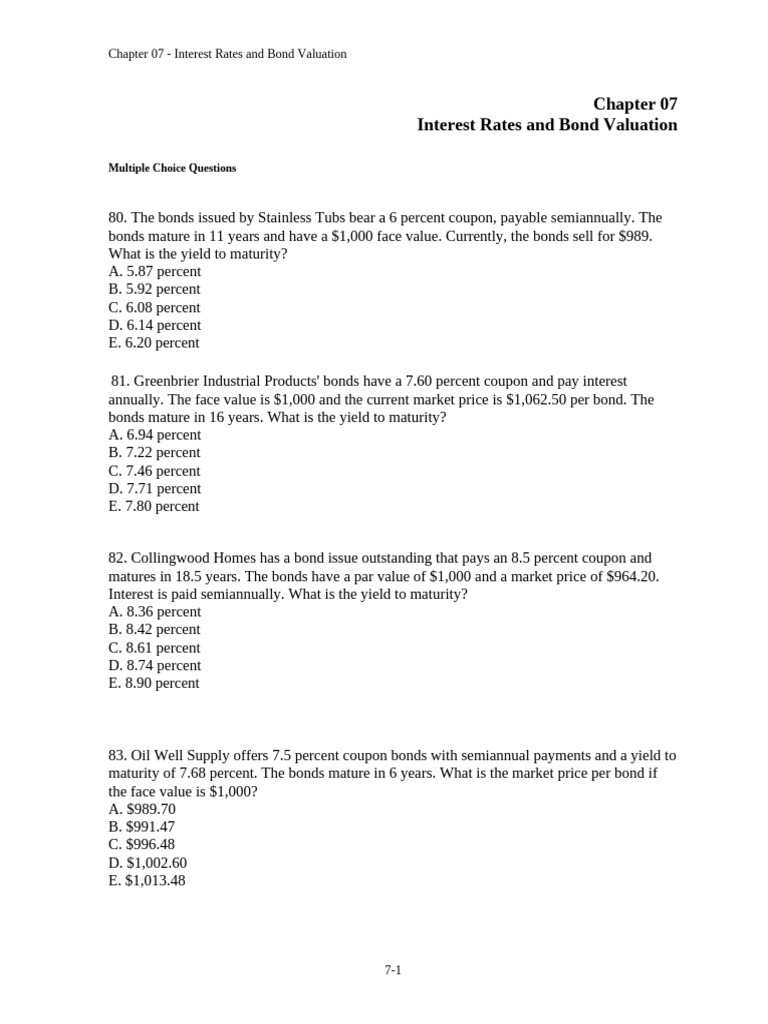 QB Chap4.1 Bond-Valuation | PDF | Bonds (Finance) | Yield (Finance)