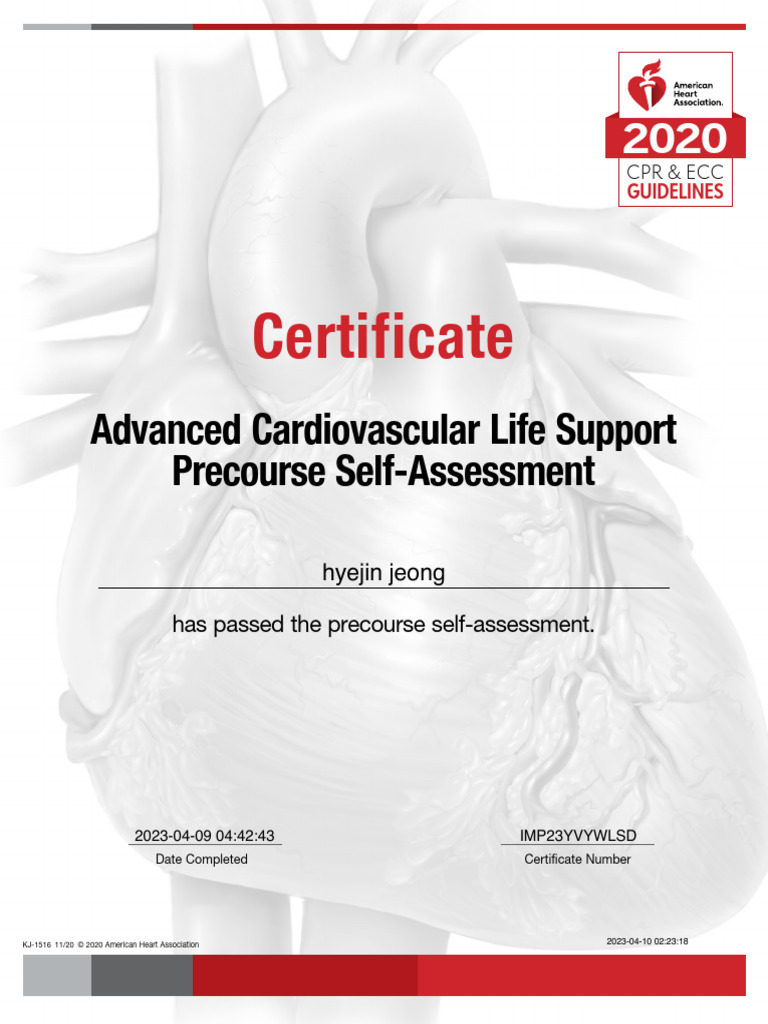 ACLS Certification Guidelines 2020 | PDF