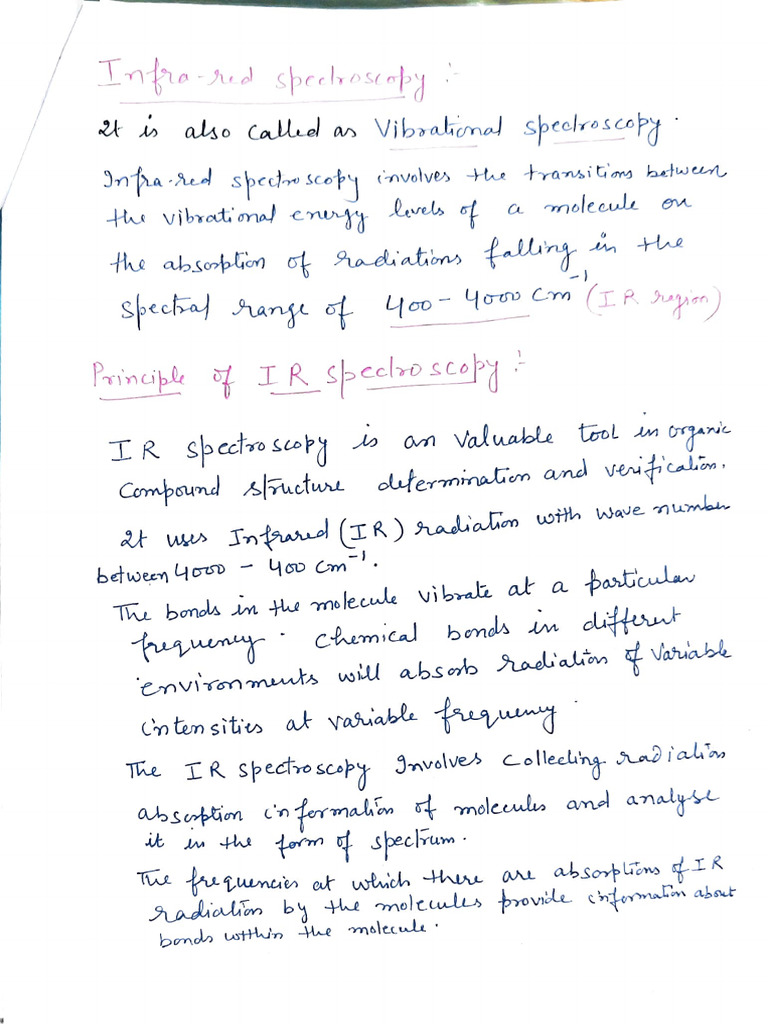 IR Spectroscopy Handwritten Notes | PDF | Applied And Interdisciplinary ...