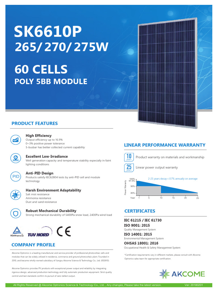 High Efficiency Poly 5BB Solar Modules | PDF | Photovoltaics | Electric ...
