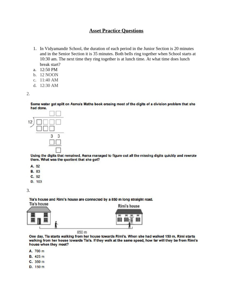 Math Asset Practise Questions Week 3 | PDF