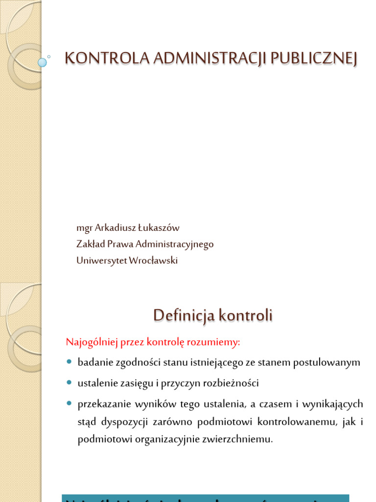 Kontrola Administracji Publicznej - 0 | PDF