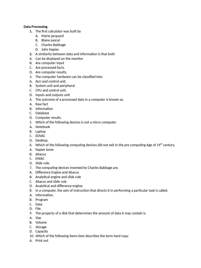 Data Processing. 1 | PDF | Computer Hardware | Booting