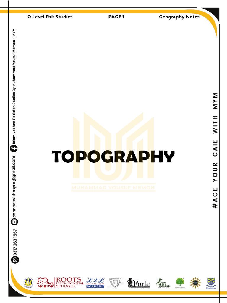 Topography Notes 2023-24 Edition by MYM | PDF | Indus River | Stream