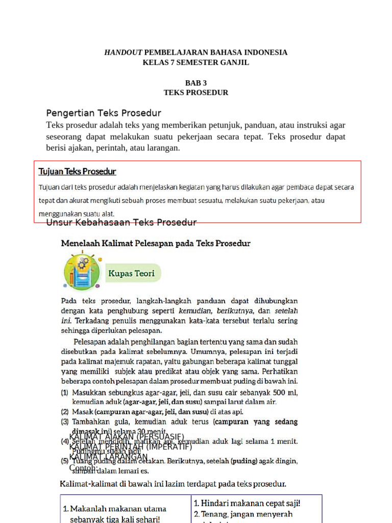 Handout Teks PROSEDUR | PDF
