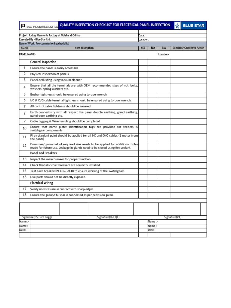 Pre-Commissioning Check List 1 | PDF | Electricity | Power Engineering