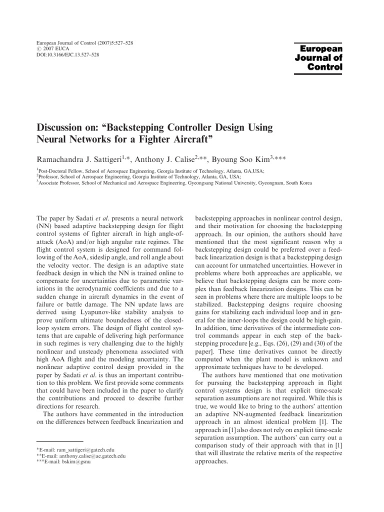 Discussion On Backstepping Controller de | PDF | Control Theory | Unmanned Aerial Vehicle