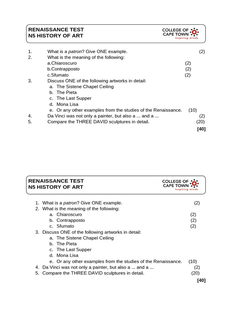 N5 Renaissance Test | PDF
