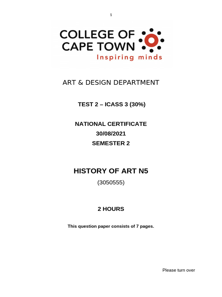 Test 2 Paper Hoa n5 2021 | PDF | Paintings | The Arts