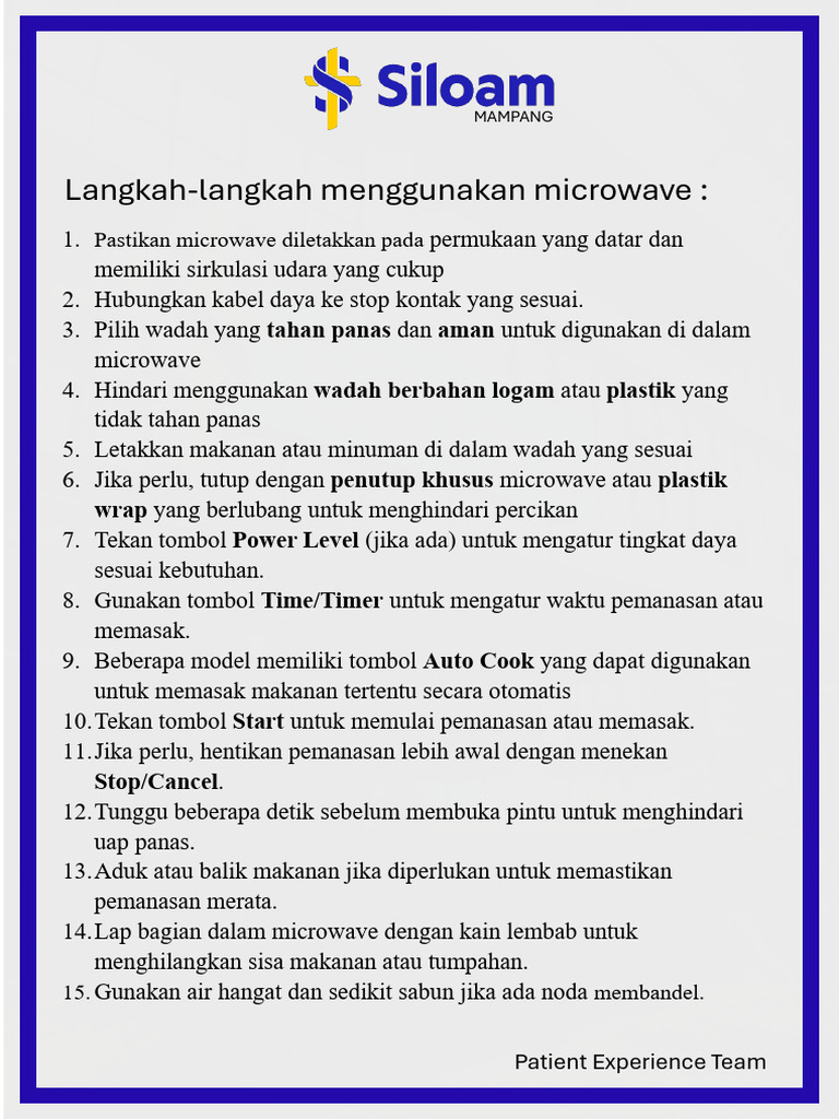 Cara Penggunaan Microwave | PDF