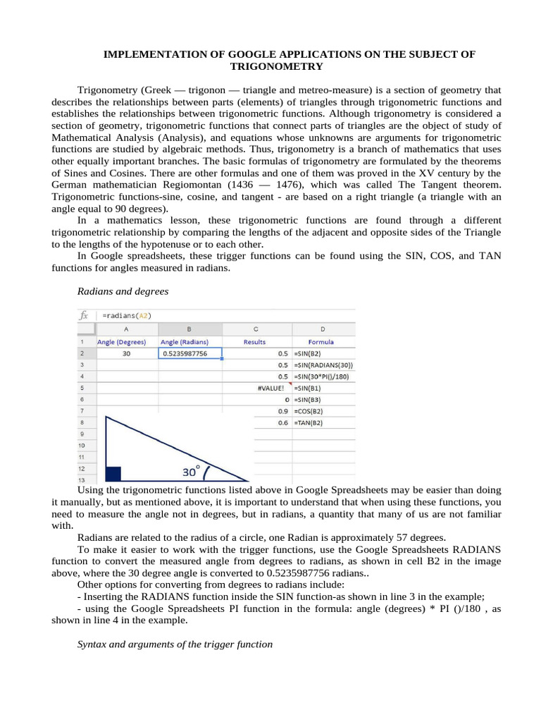 ТРИГОНОМЕТРИЯ ПӘНІ БОЙЫНША GOOGLE ҚОСЫМШАЛАРЫН ЕНГІЗУ | PDF ...
