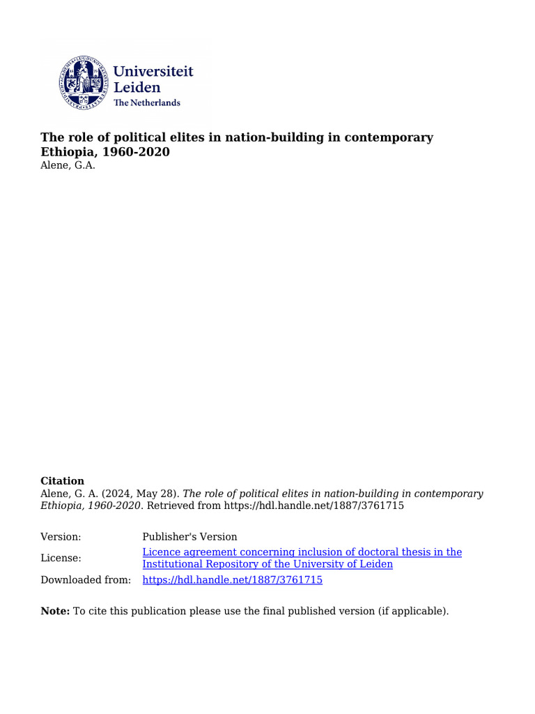 Gedu A. A - The Role of Political Elites in Nation Building in ...