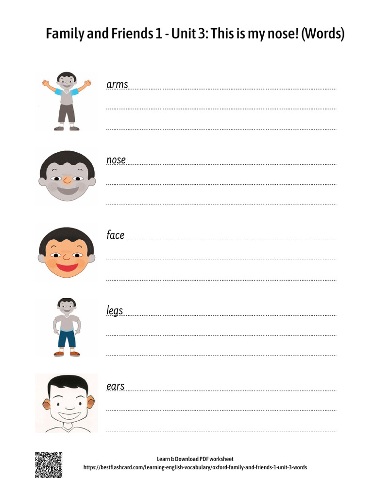 Family and Friends 1 - Unit 3: This Is My Nose! (Words) : Learn ...