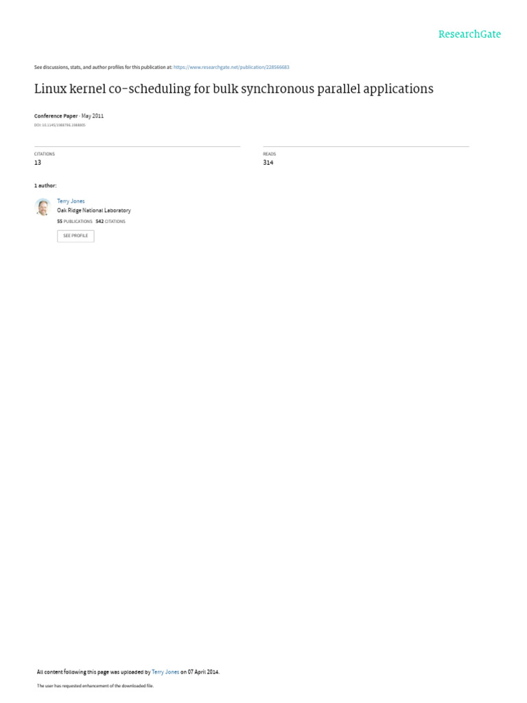 Linux Kernel Co-Scheduling For Bulk Synchronous Pa | PDF | Operating System | Scheduling (Computing)