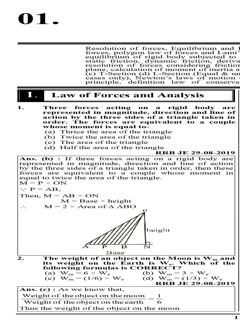 Mechanics: Forces and Equilibrium Analysis | PDF | Force | Rotation
