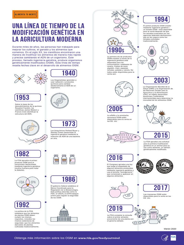 Timeline of Genetic Modification in Modern Agriculture Spanish | PDF ...