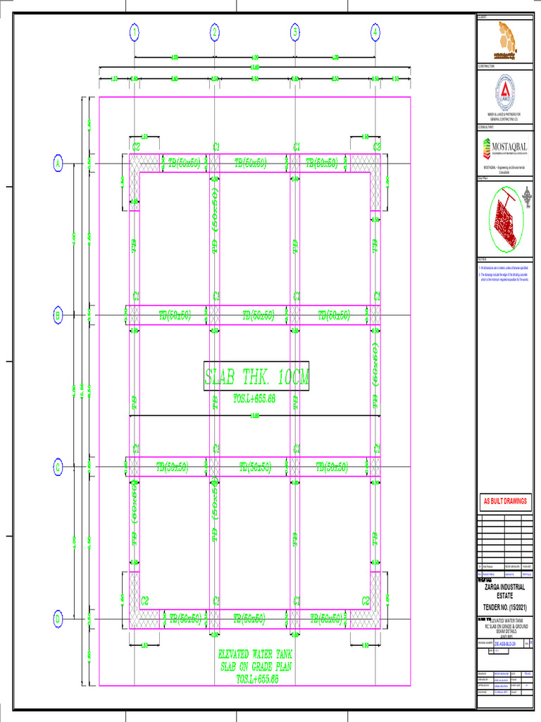 Elevated Water Tank RC Slab & Beam Details | PDF | General Contractor ...