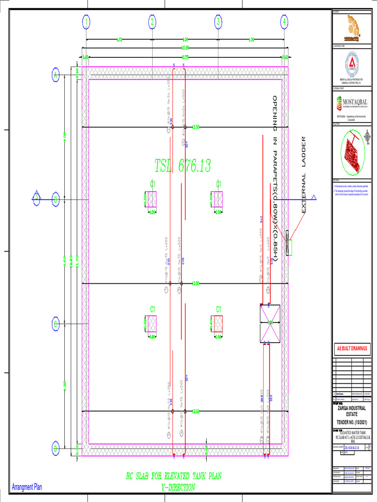 ELEVATED WATER RC SLAB +676.13 DETAILS & BBS .DWG - R.01 | PDF | Civil ...