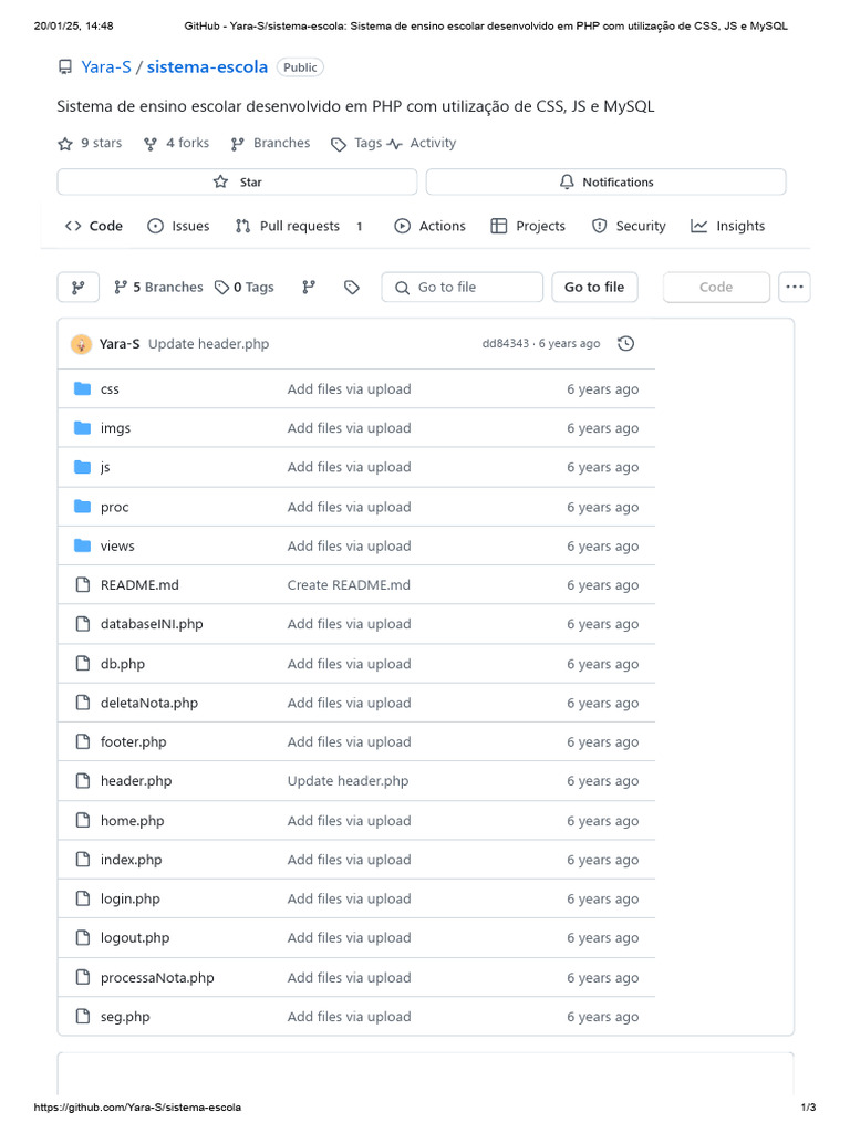 GitHub - Yara-S - Sistema-Escola - Sistema de Ensino Escolar ...