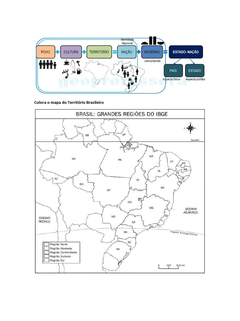 ATIVIDADE ADAPTADA - Mapa Do Território Brasileiro | PDF