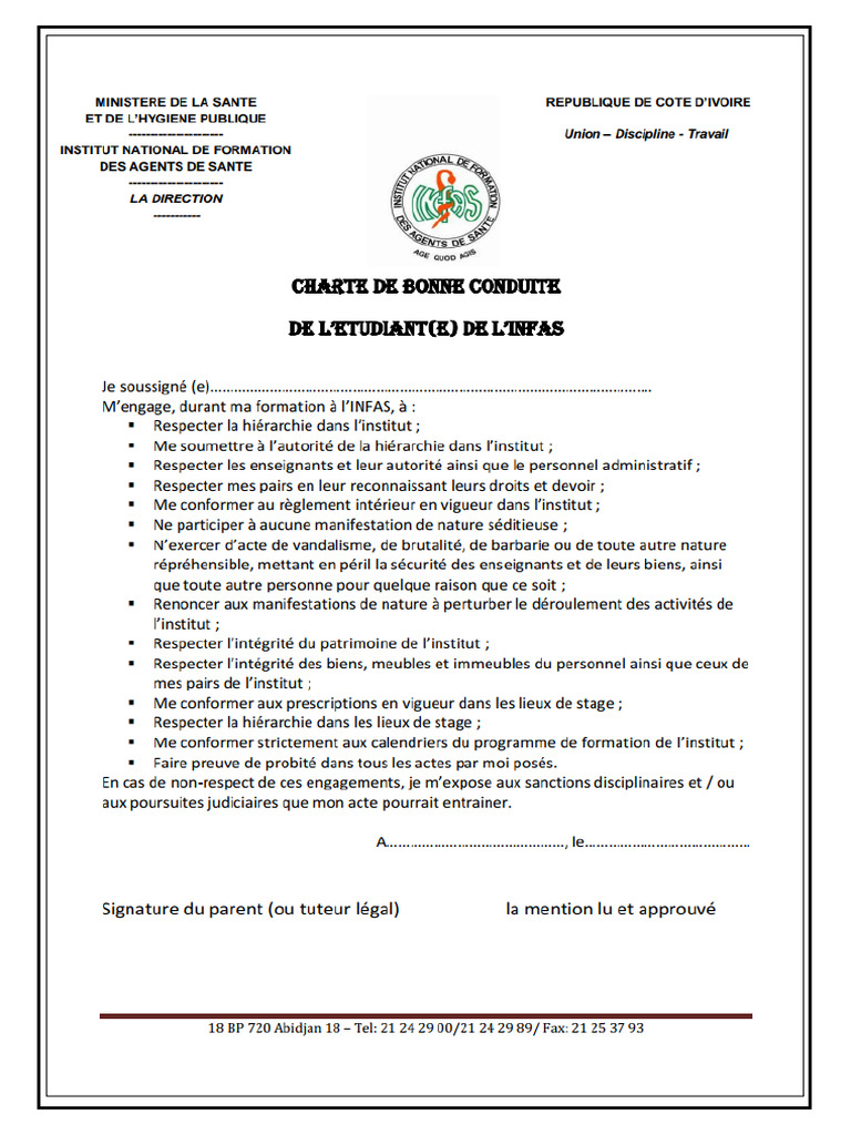 Charte de Bonne Conduite | PDF