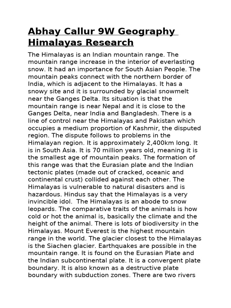 Himalayas: Geography and Significance | PDF