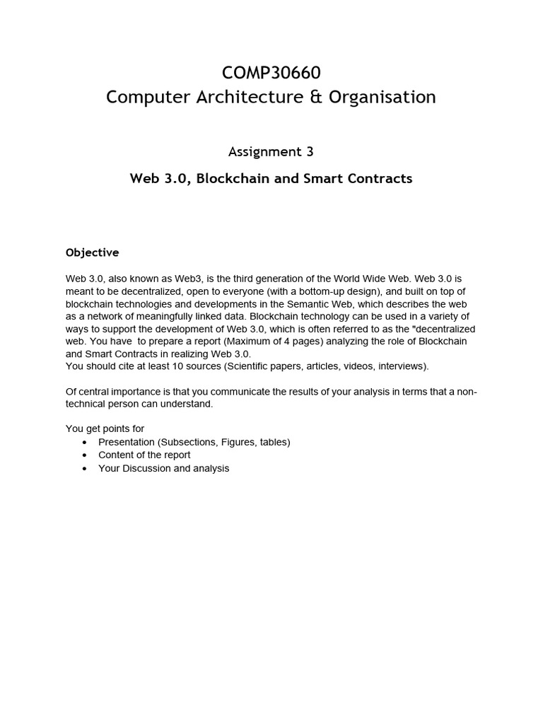 Assignment 3 Blockchain 2025 - COMP30660 | PDF | Semantic Web | Computing