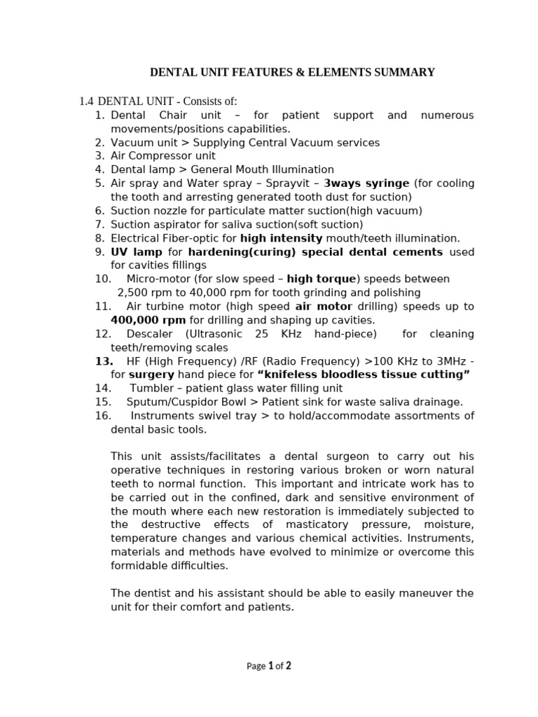 Dental Unit Components Overview | PDF | Tooth | Dentistry