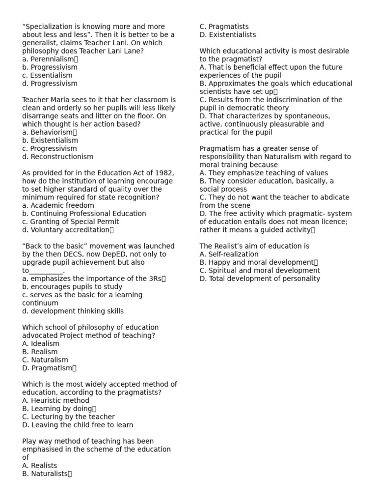 Teacher Lani on Generalism vs. Specialization | PDF | Pragmatism ...