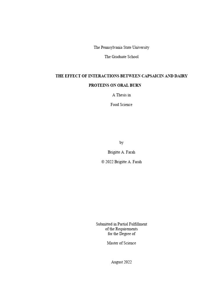 BrigitteFarah_FinalThesis | PDF | Taste | Chili Pepper