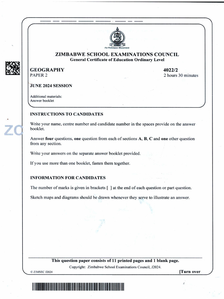 'O' Level - Geography Paper 2 | PDF
