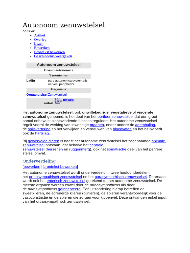 Autonoom Zenuwstelsel | PDF