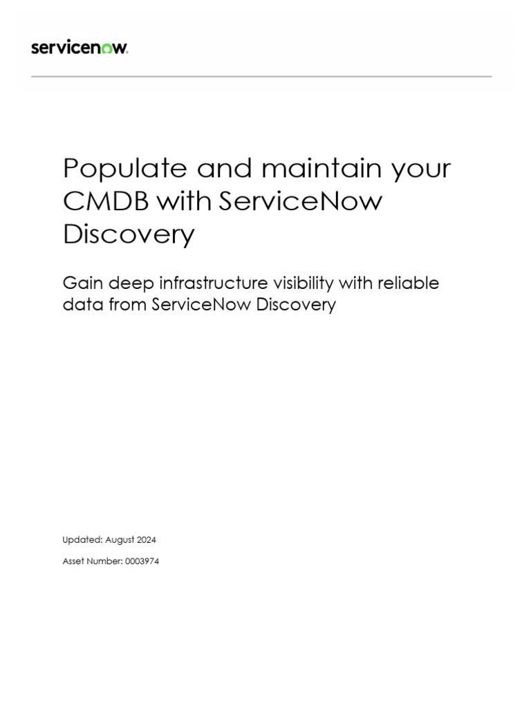 Populate and Maintain Your CMDB With ServiceNow Discovery | PDF ...