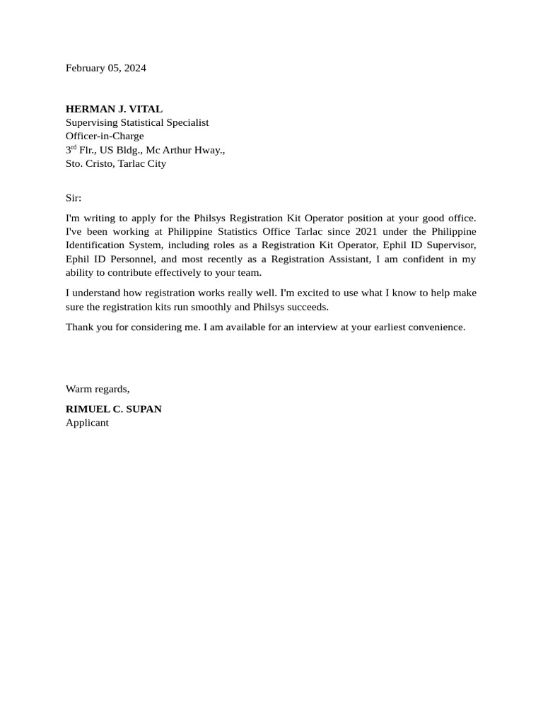 Application for Philsys Registration Kit Operator | PDF