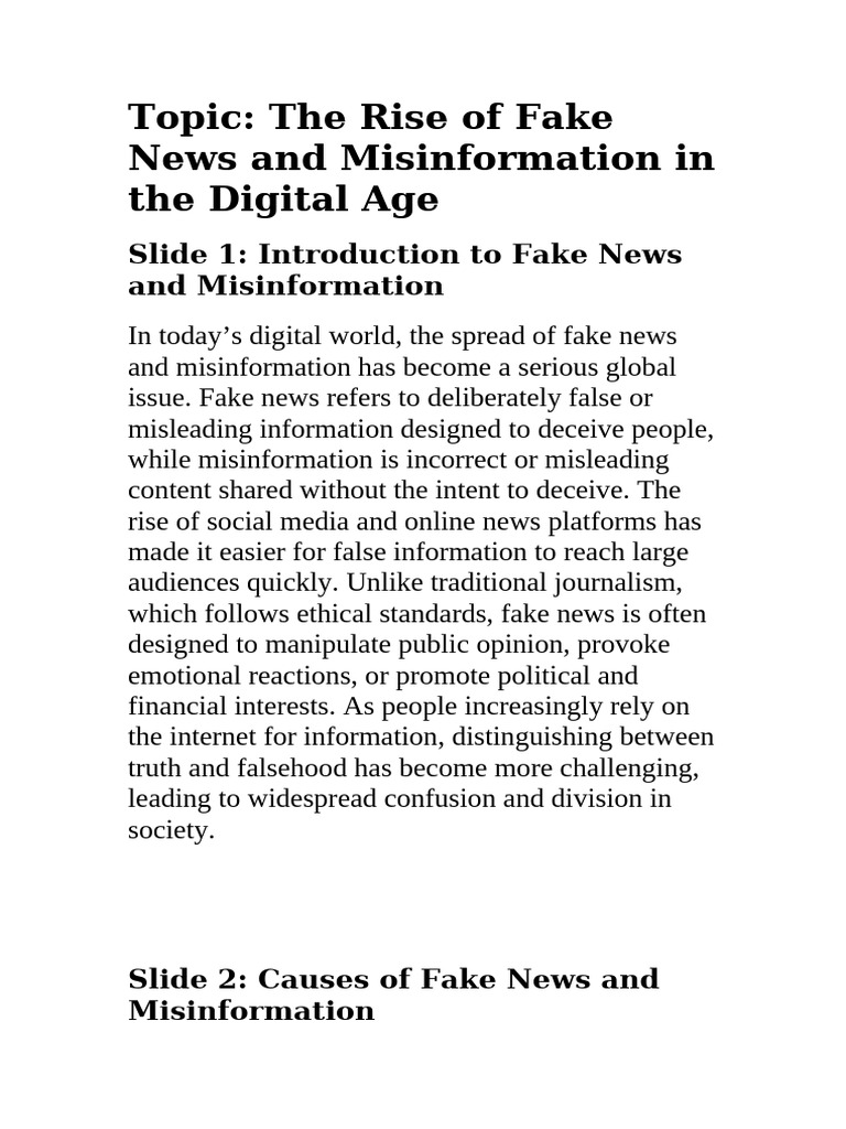 The Rise of Fake News and Misinformation in The Digital Age | PDF ...
