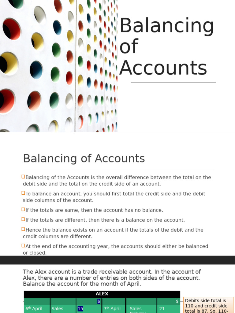 Balancing of Accounts | PDF | Debits And Credits | Financial Economics