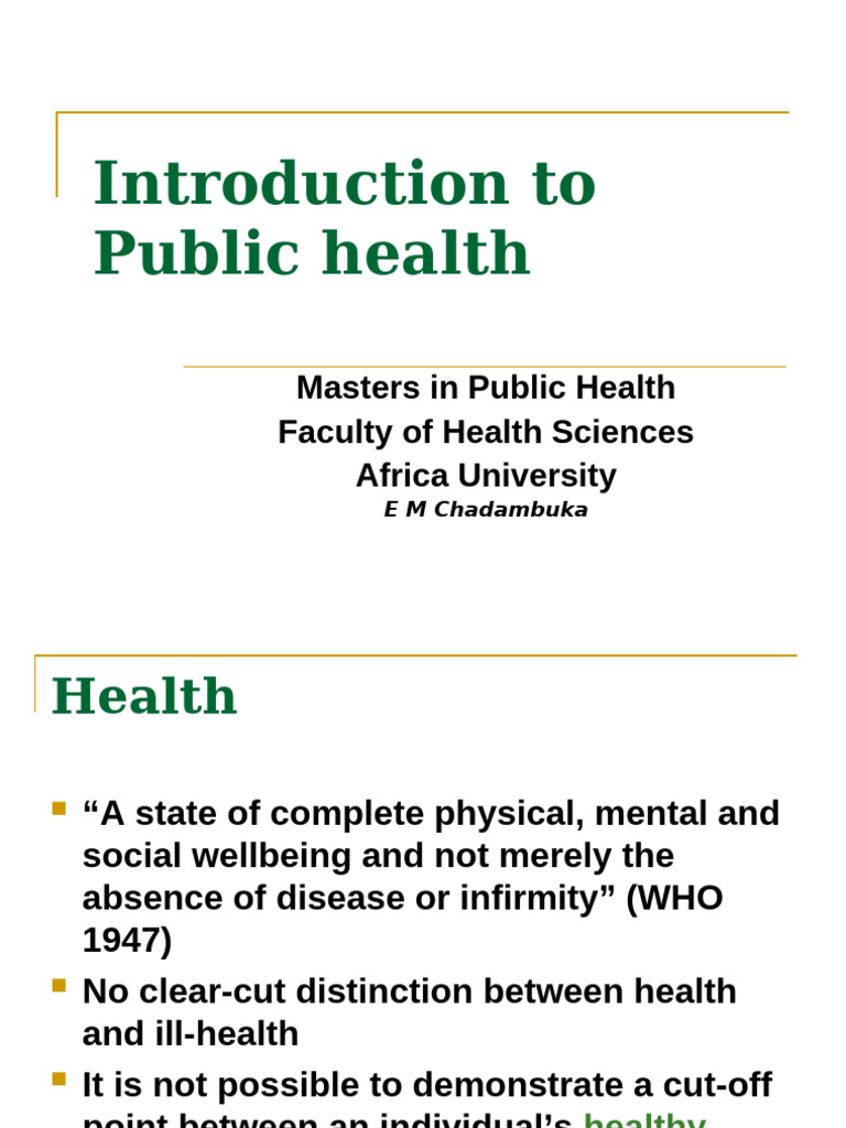 3-Introduction To Public Health | PDF | Community | Public Health