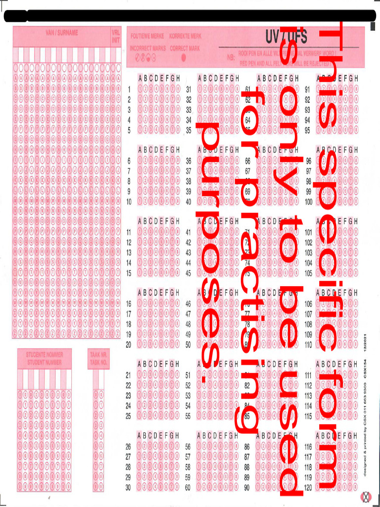 Blank Optical Form - To Use For Test Run | PDF