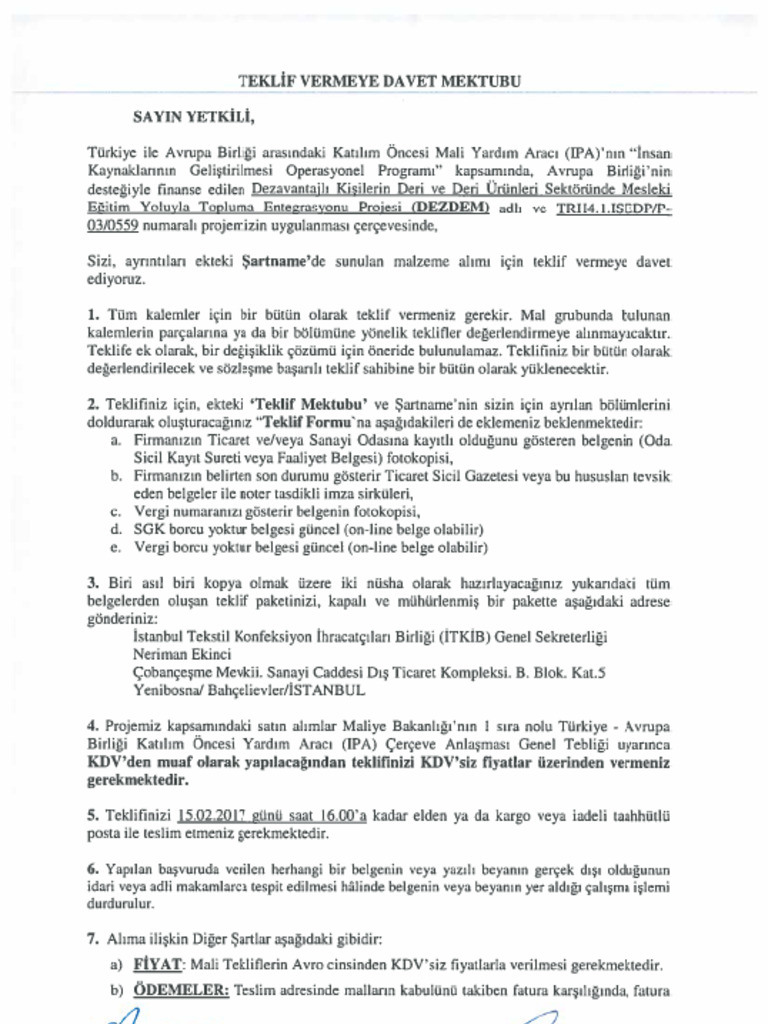 Bilgisayar Teklif Verme Davet Yazisi Imzali | PDF