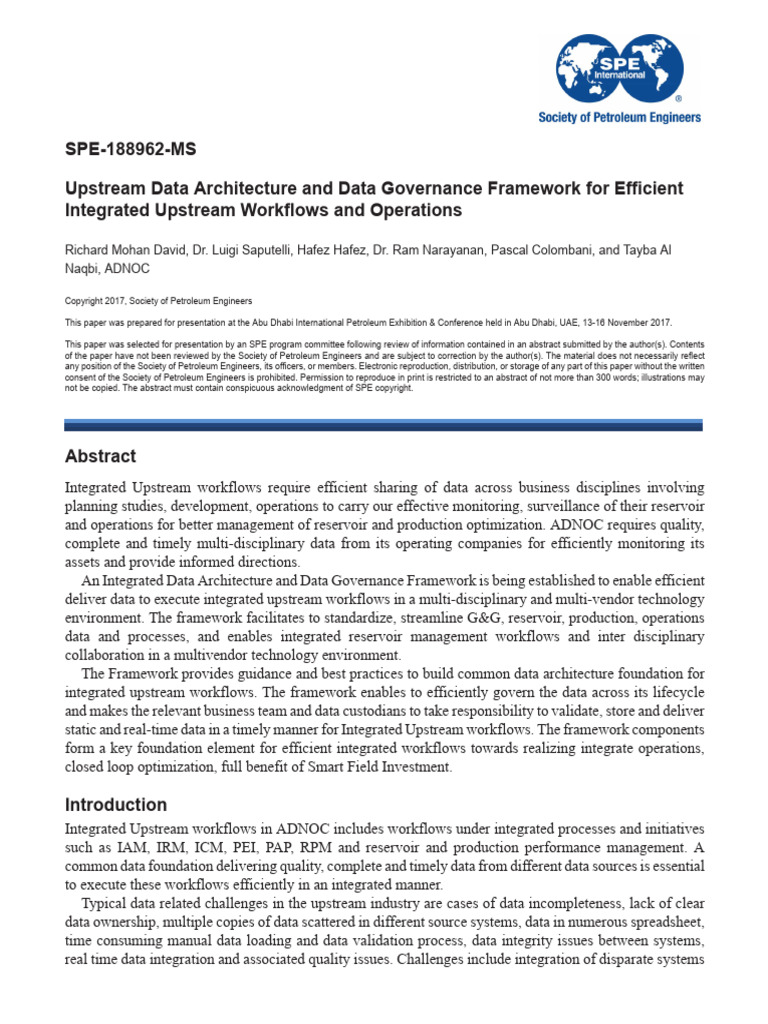 Integrated Data Governance for Upstream | PDF | Data Quality | Governance