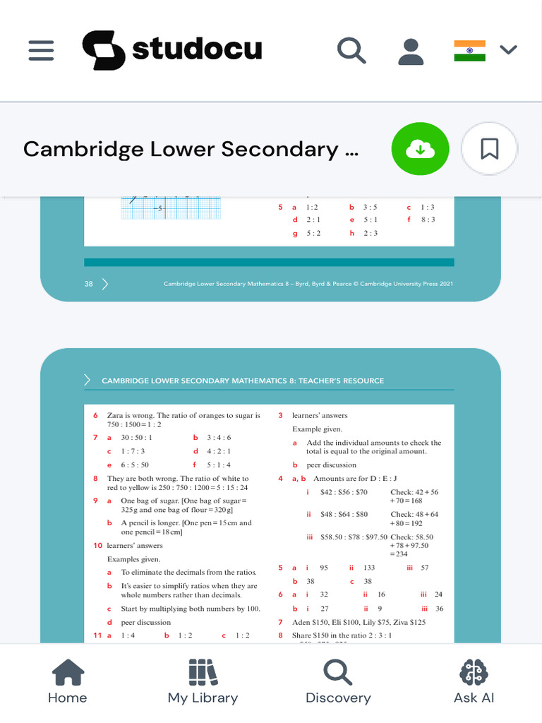 Cambridge Lower Secondary Maths 8 Answers | PDF | Mathematics | Arithmetic