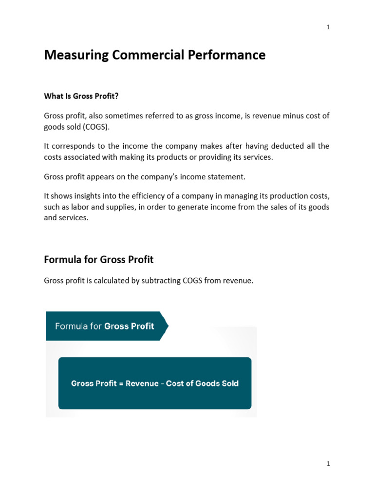 Understanding Gross Profit and COGS | PDF | Gross Margin | Cost Of ...