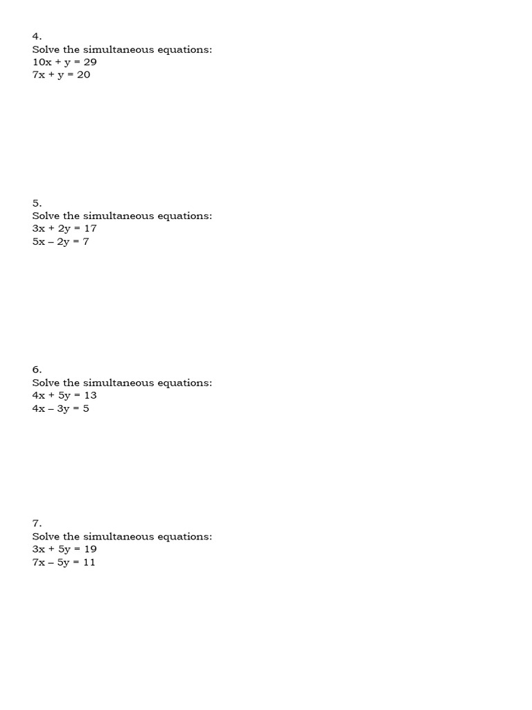 Simultaneous Equations 2 10 | PDF