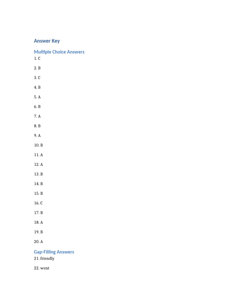 English Test Answers Units 1-14 | PDF